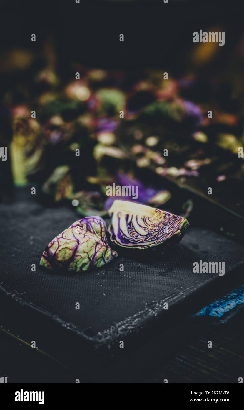 A vertical closeup of red cabbage slices Stock Photo - Alamy