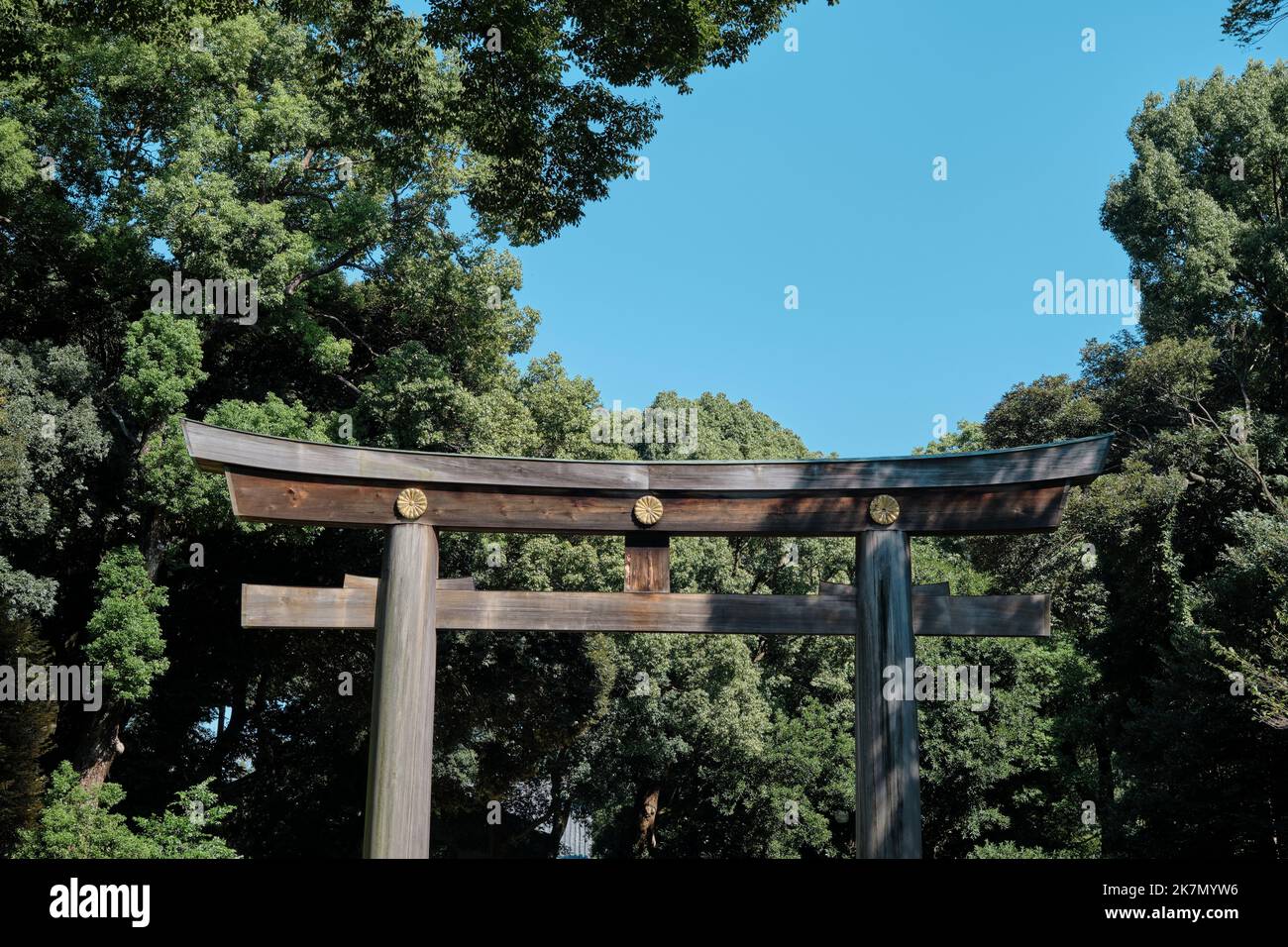 A Japanese ancient traditional architecture of gates, Torii, in Menji ...