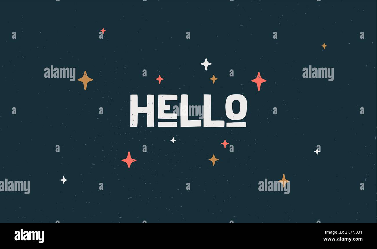 Hello. Poster with hand drawn lettering Hello. Hand drawn vintage ...