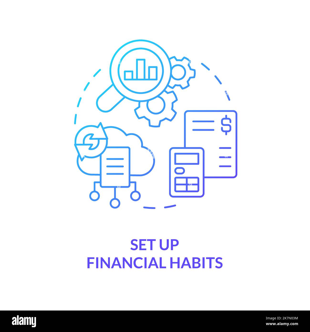 Set up financial habits blue gradient concept icon Stock Vector Image ...