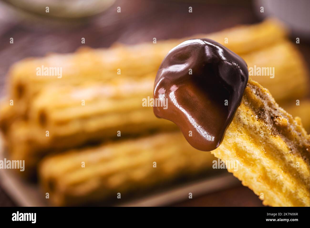 Churros, a typical sweet from Brazil and America, fried and stuffed ...