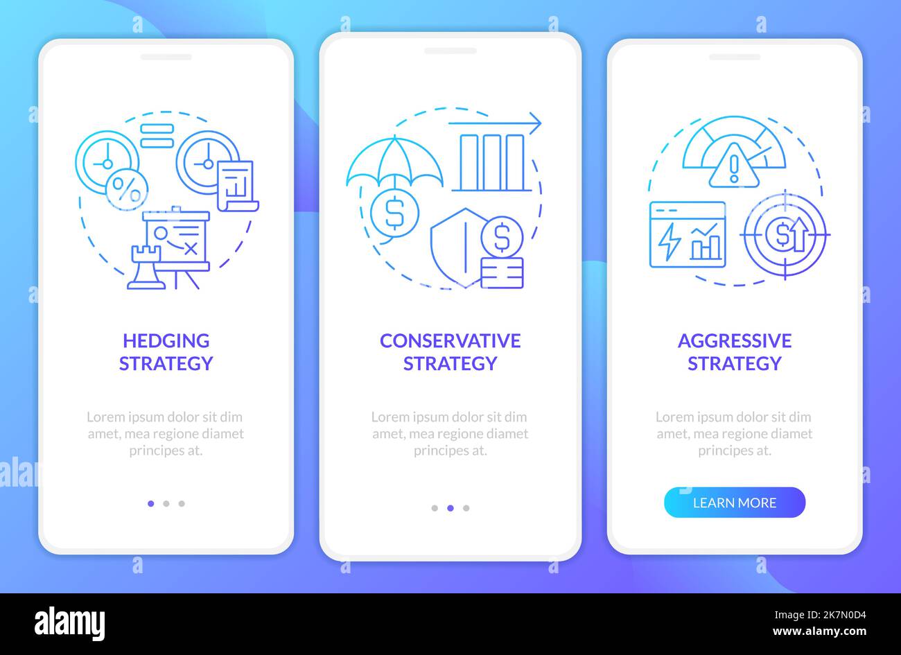 Working Capital Strategies Blue Gradient Onboarding Mobile App Screen Stock Vector Image And Art