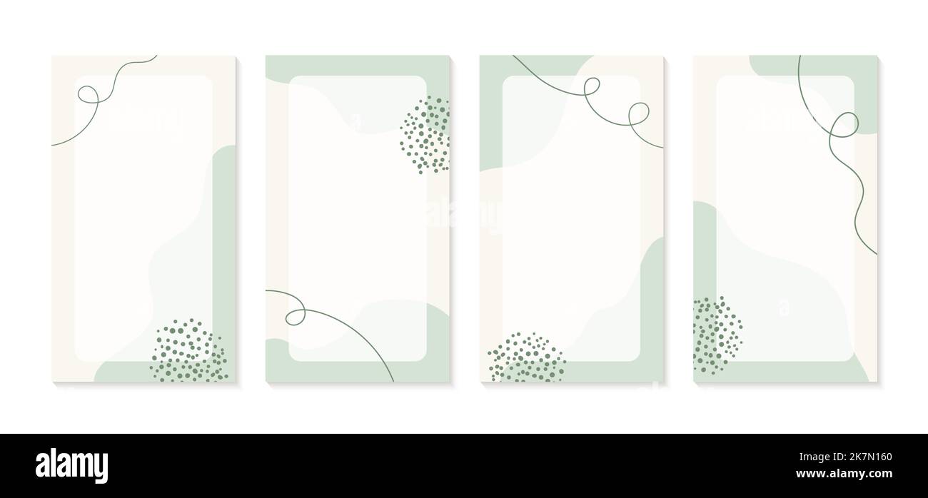 Instagram stories neutral green templates with organic shapes. Abstract ...