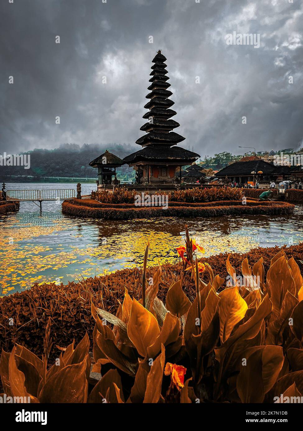 A part of the Pura Ulun Danu Beratan temple complex, at the edge of ...