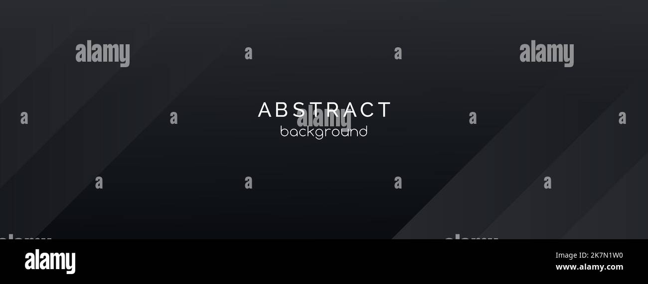 Black abstract vector long banner. Minimal dark background with lines ...