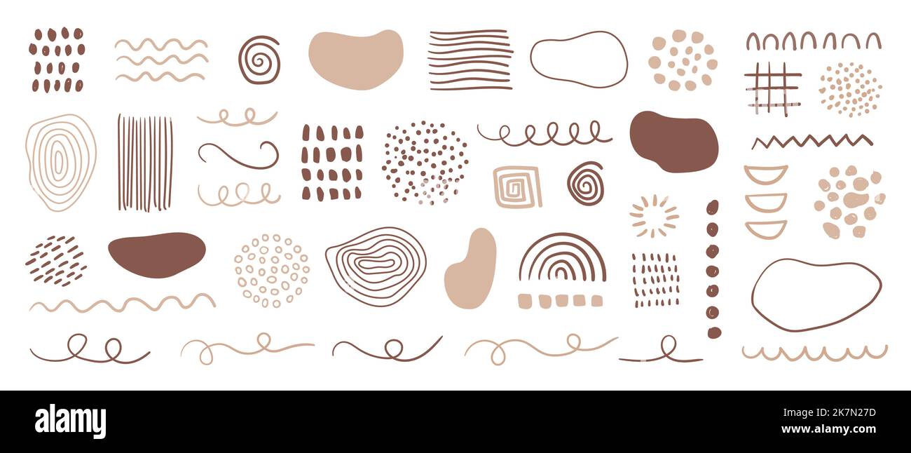 Organic shapes, spots, lines, dots. Vector set of minimal trendy ...
