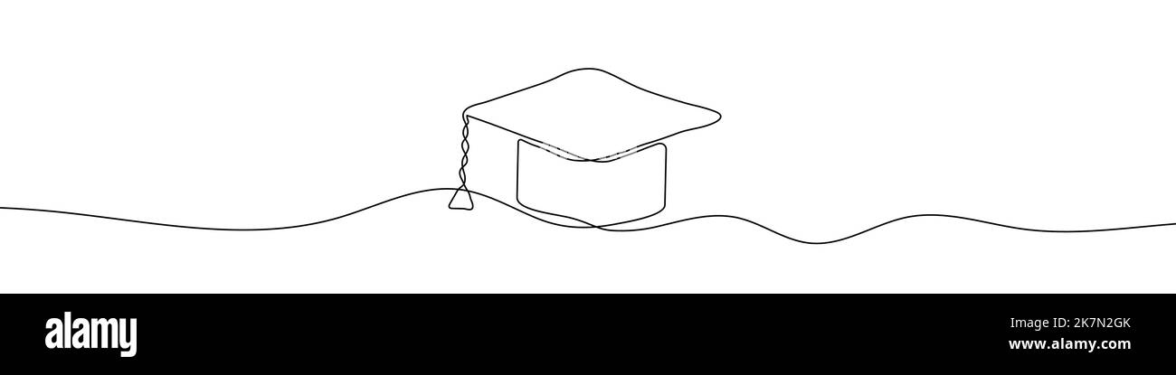 Continuous linear drawing of graduation cap. Graduation cap icon ...