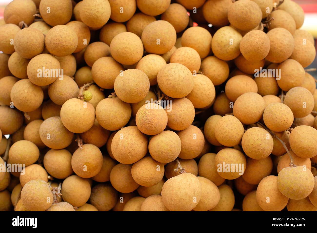 Fresh longan fruit on the market. close up details of longan fruit or ...