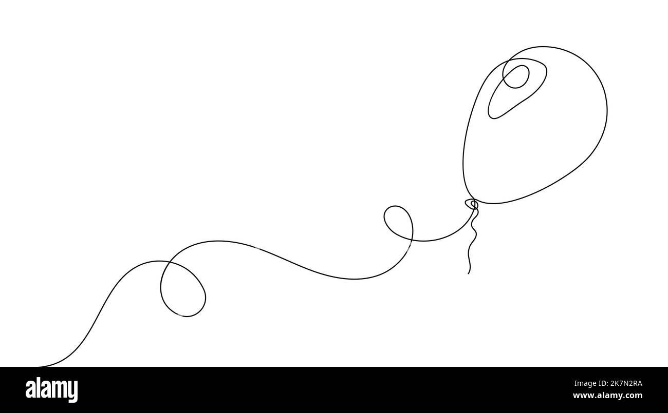 Continuous linear drawing of balloon. Balloon icon. One line drawn ...