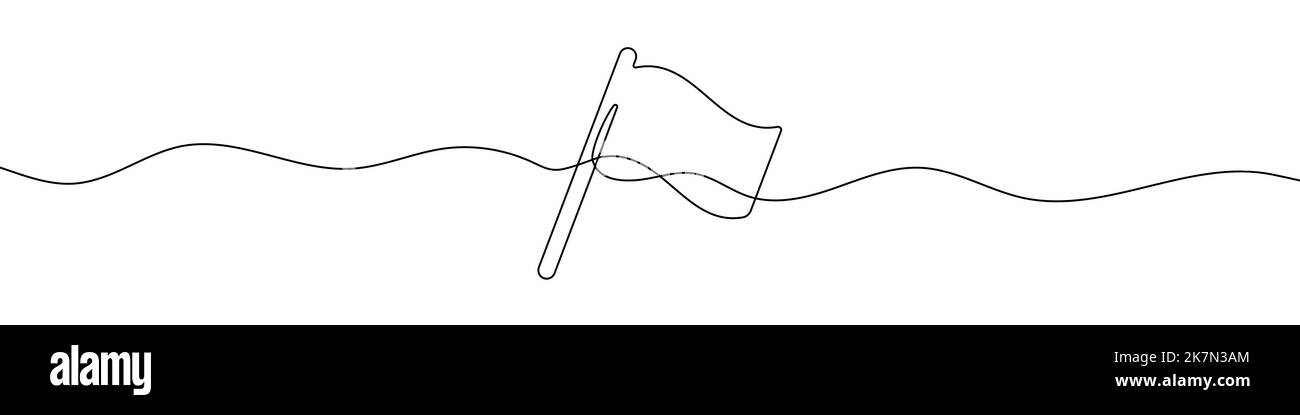 Continuous linear drawing of flag. Flag icon. One line drawn background ...