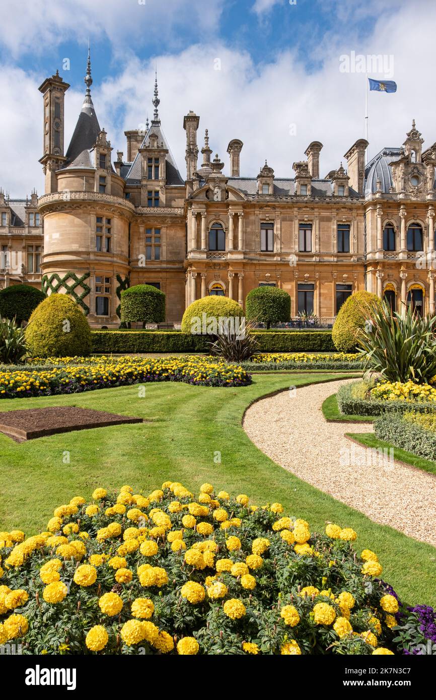 A vertical of Waddesdon Manor country house in the village of Waddesdon ...