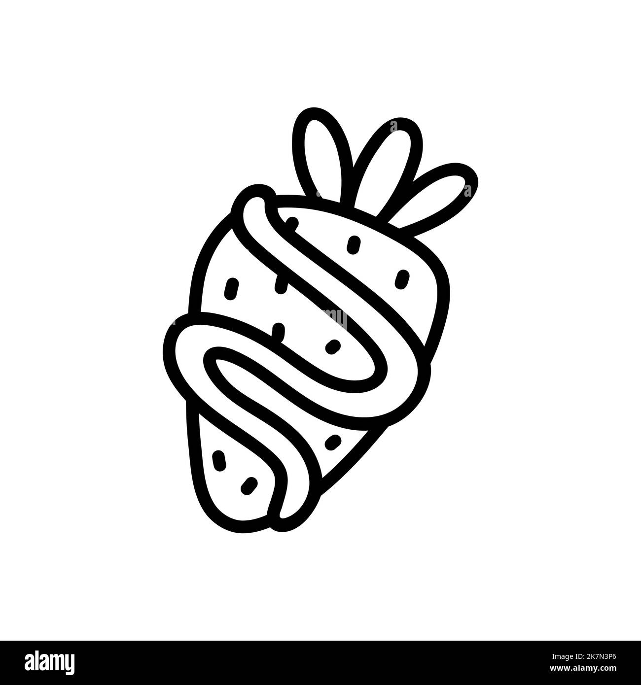 Cute strawberry with cream isolated on white background. Vector hand ...