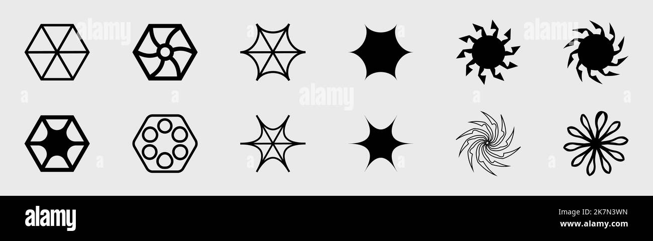 Vector set of Y2K. Minimalist geometric elements. Simple shapes forms Stock Vector Image & Art ...