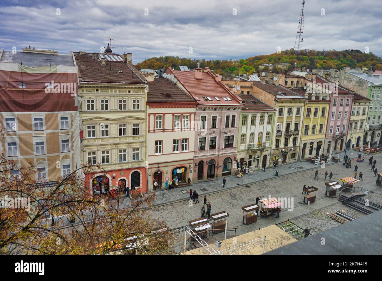 street, row houses and hilltop view, ukraine lviv Stock Photo - Alamy