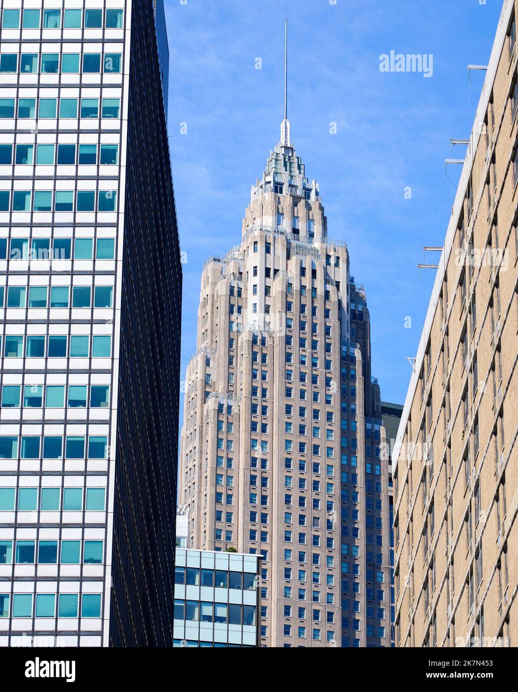 A vertical shot of 70 Pine Street, American International Building, in ...