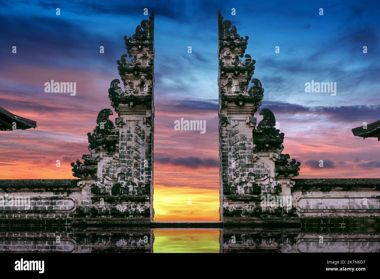 Temple gates at Lempuyang Luhur temple in Bali, Indonesia Stock Photo ...