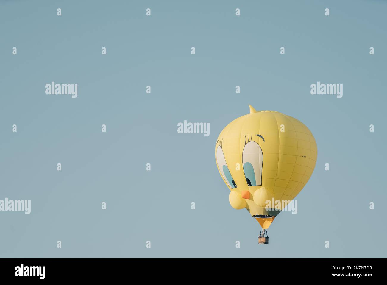 A yellow tweety bird hot air balloon flying in the sky Stock Photo - Alamy