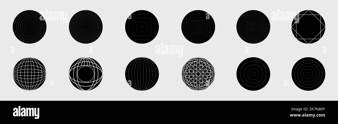 Retrofuturistic y2k geometry design elements collection. Trendy geometric design elements ...