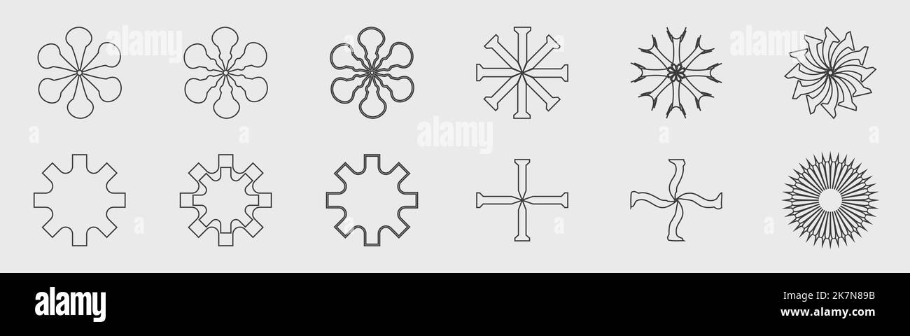 Retrofuturistic y2k geometry design elements collection. Minimalist geometric elements. Abstract ...