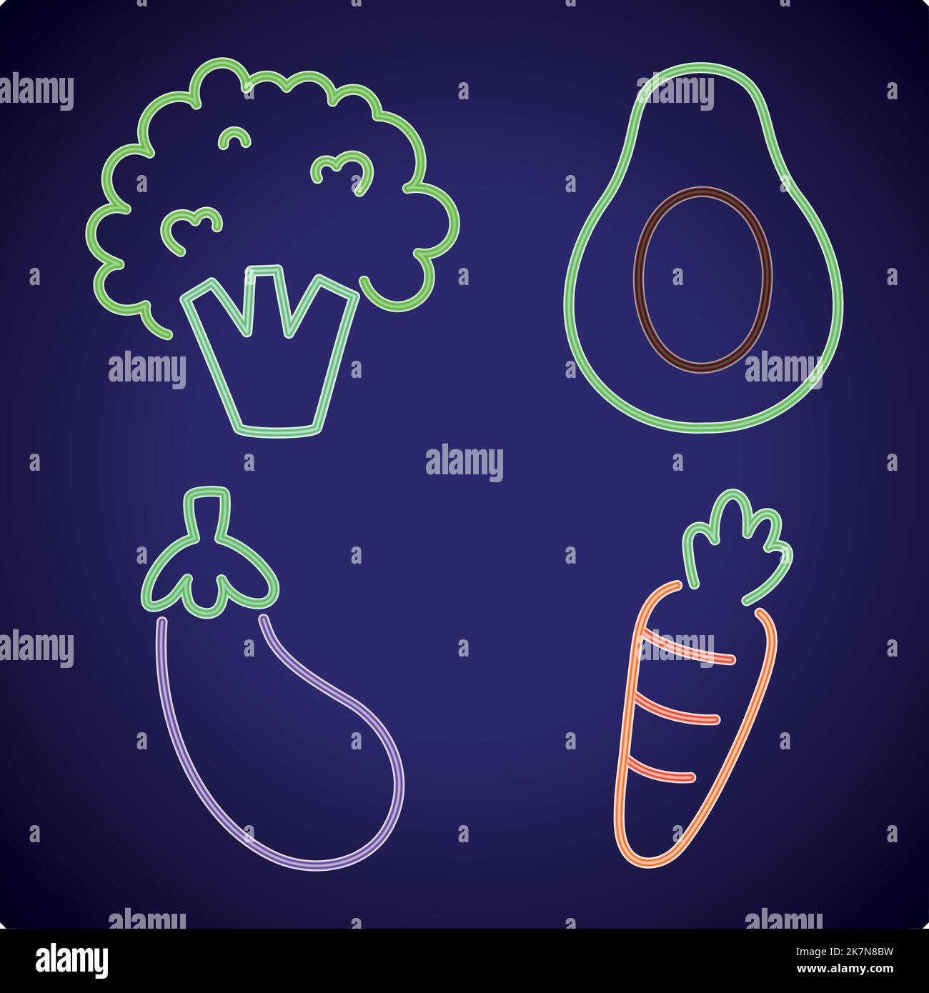 neon vegetables icon set Stock Vector Image & Art - Alamy