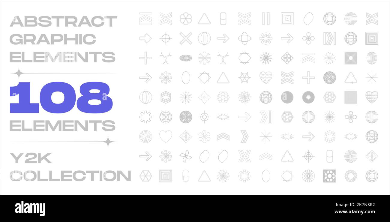 Vector set of Y2K. Trendy geometric design elements. Objects in y2k ...
