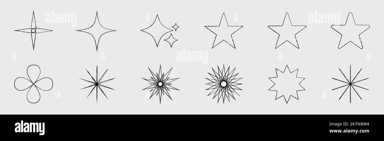 Vector set of Y2K. Big collection of abstract graphic geometric objects ...