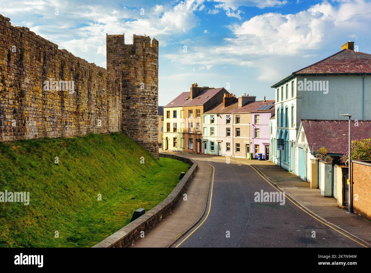 Colorful houses and city walls in historical walled Old Town of ...