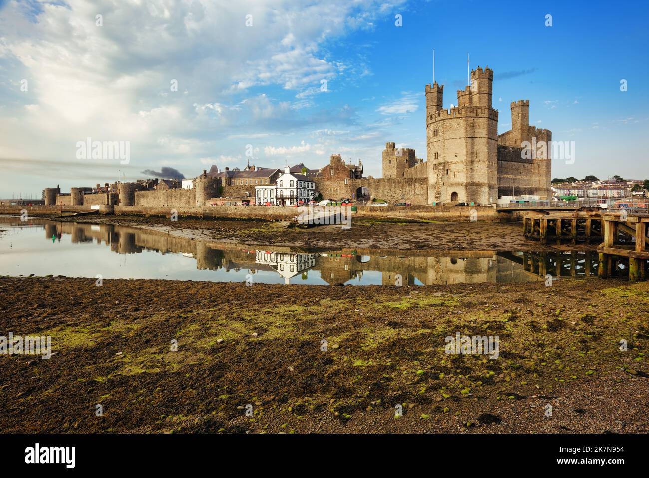 Caernarfon, historical walled royal town and port in Gwynedd, North ...