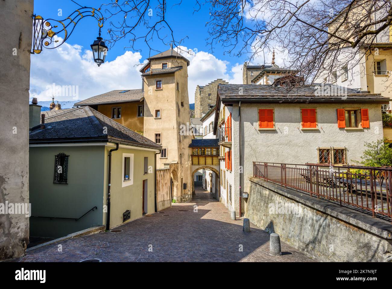 Historical Old town of Sion city, Valais canton, Switzerland Stock ...