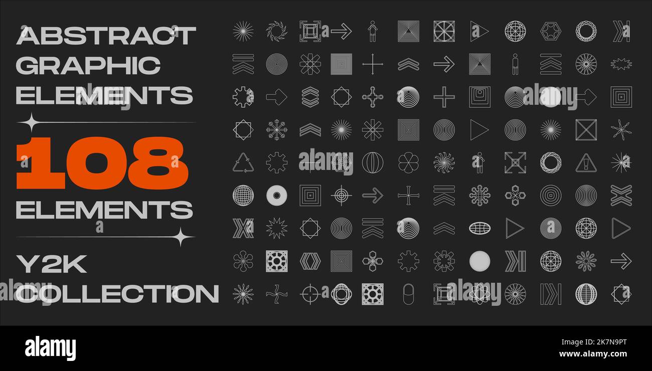 Brutalism shapes. Collection of abstract graphic geometric symbols ...
