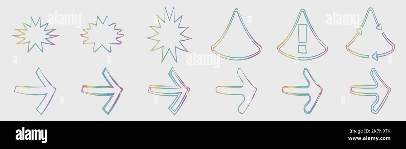 Vector set of Y2K. Big collection of abstract graphic geometric objects ...