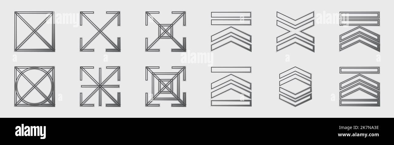 Retrofuturistic y2k geometry design elements collection. Big collection of abstract graphic ...