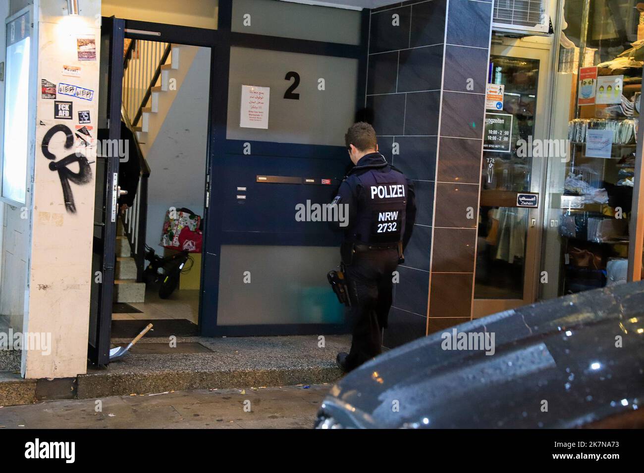 Essen, Germany. 18th Oct, 2022. A police officer stands in front of a ...