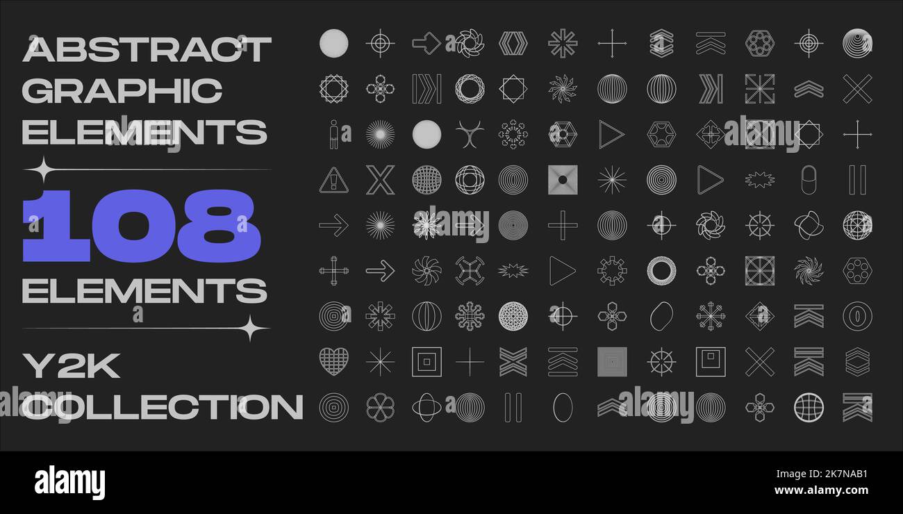 Retro futuristic elements for design. Large set of retro objects for ...