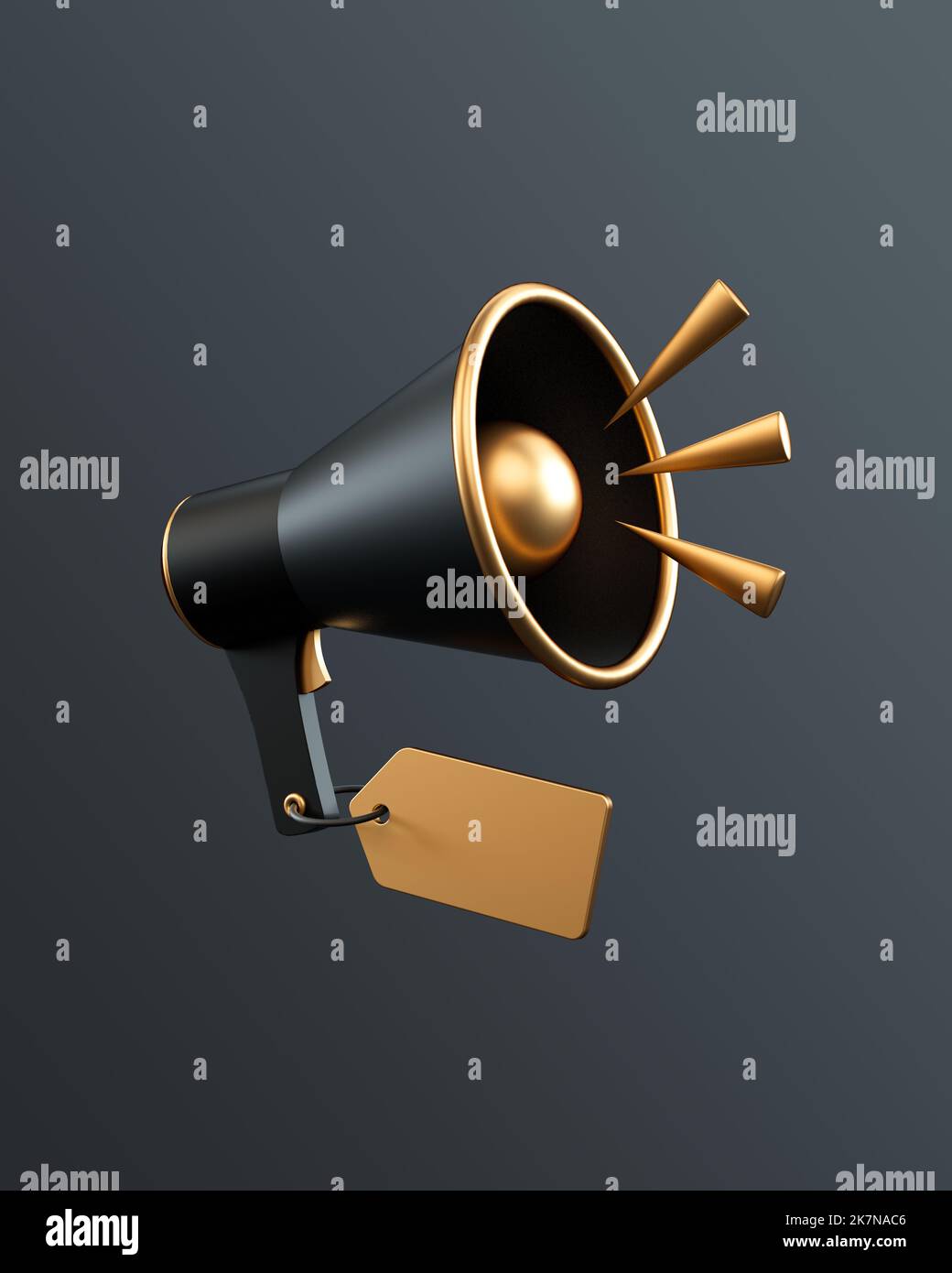 Isolated black and gold megaphone on a dark background for Black Friday ...
