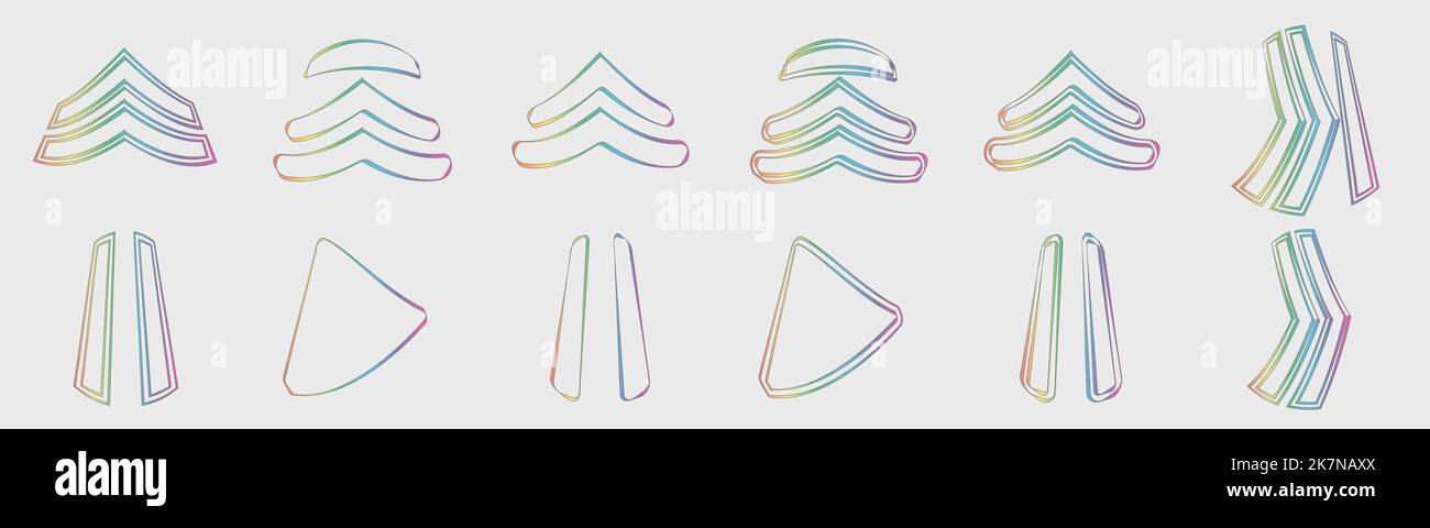 Retrofuturistic y2k geometry design elements collection. Big collection of abstract graphic ...