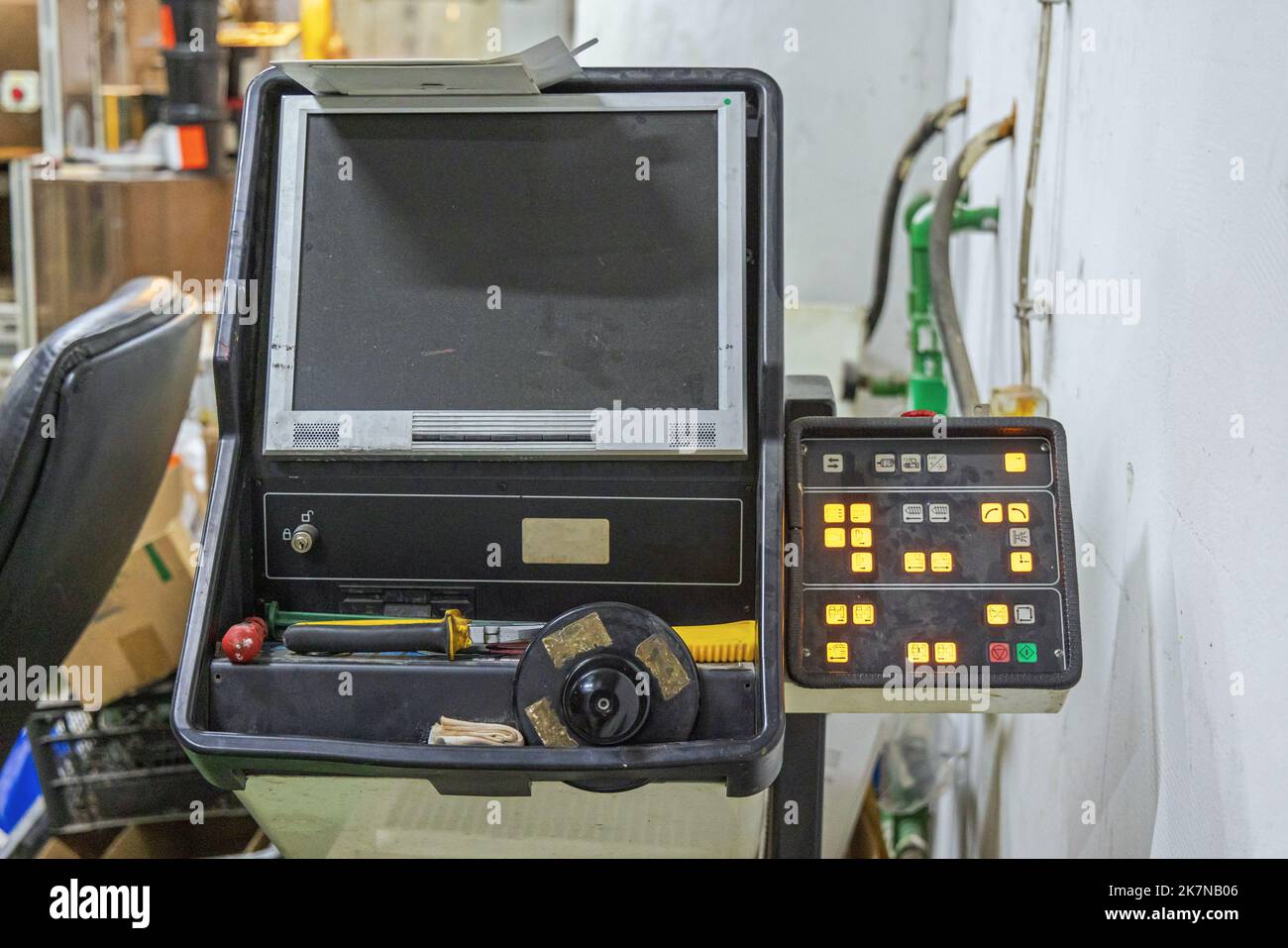 Machine Monitor Control Panel With Information Yellow Lamps Buttons ...