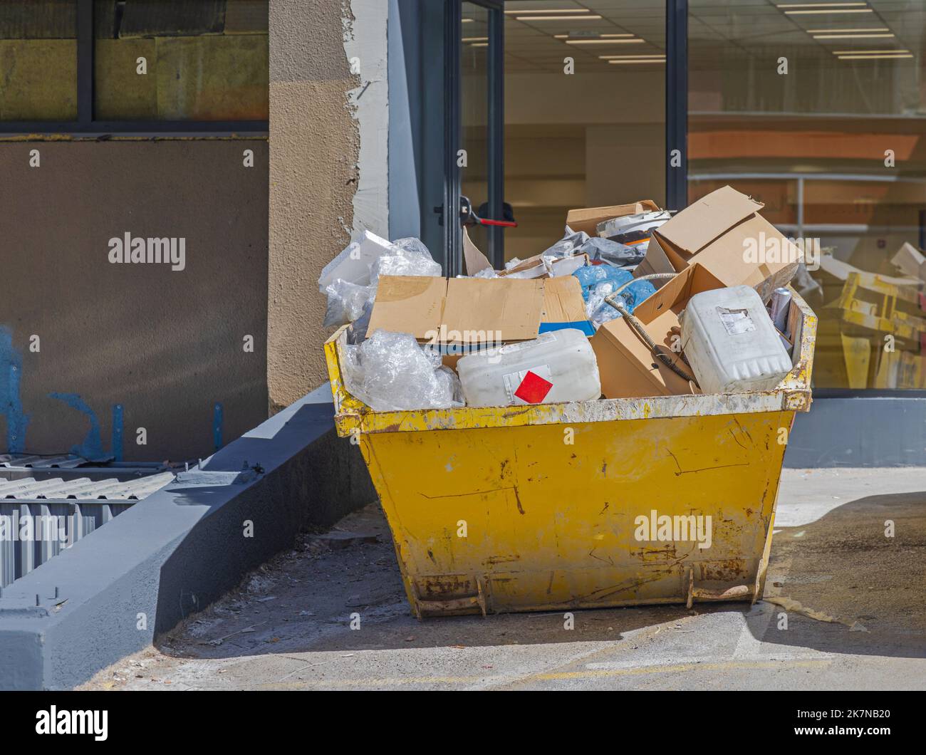 Over Load Large Skip Open Top Waste Container Stock Photo - Alamy