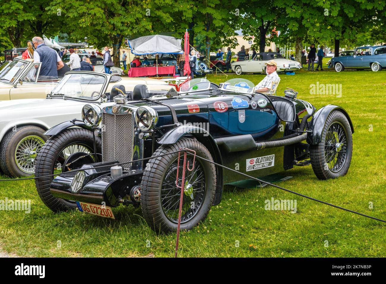 BADEN BADEN, GERMANY - JULY 2019: black MORRIS MG J-TYPE J4 MIDGET cabrio roadster 1932 1934 ...