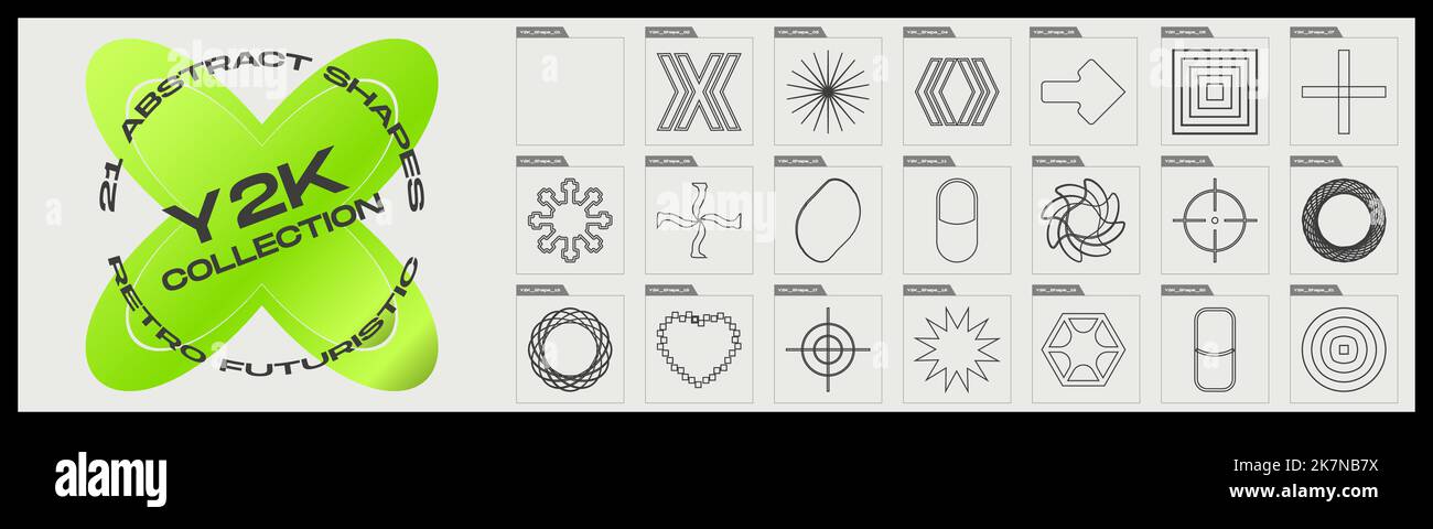 Collection of Y2K elements. Minimalist geometric elements. Simple shapes forms Stock Vector ...