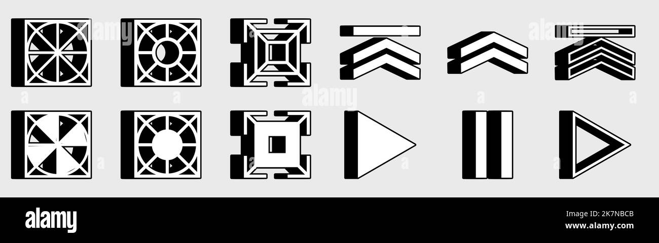 Brutalism shapes. Large set of retro objects for design. Simple shapes ...