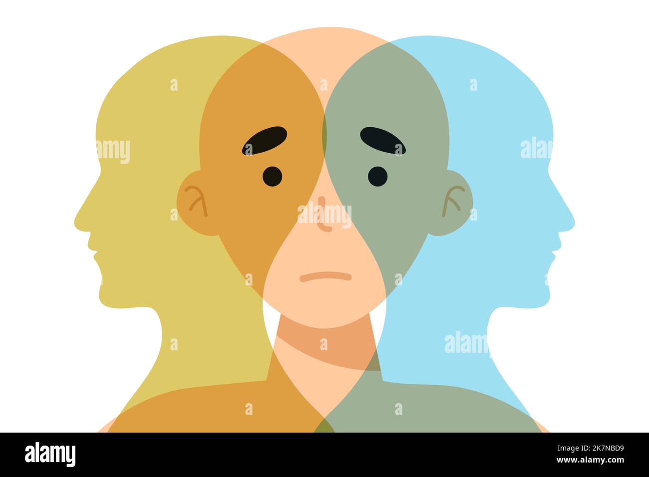 Metaphor bipolar disorder mind mental. Double face. Split personality ...