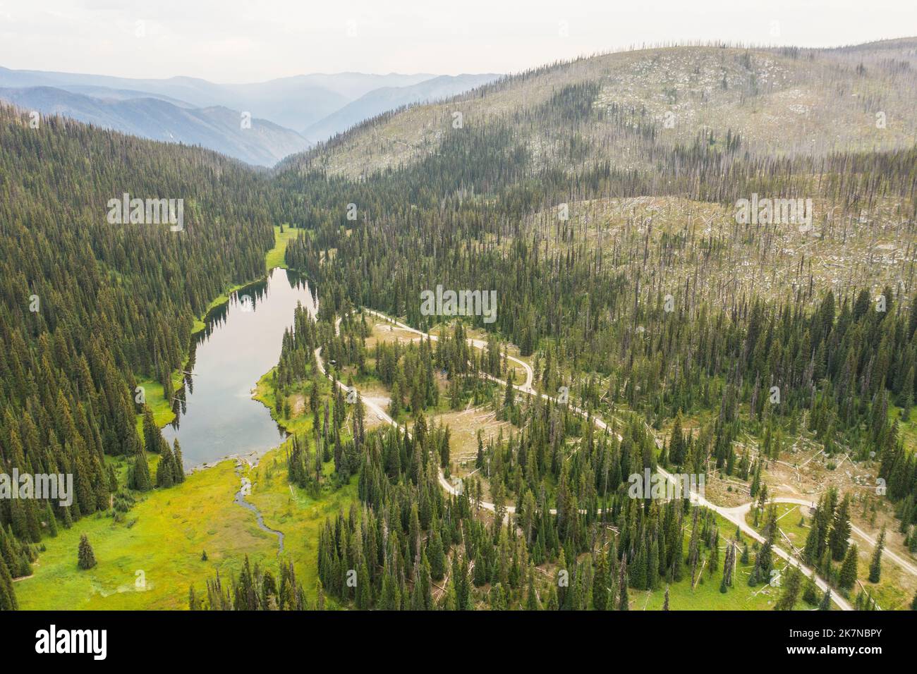 Aerial view of Hoodoo Lake At Elk Summit on the edge of the Selway ...