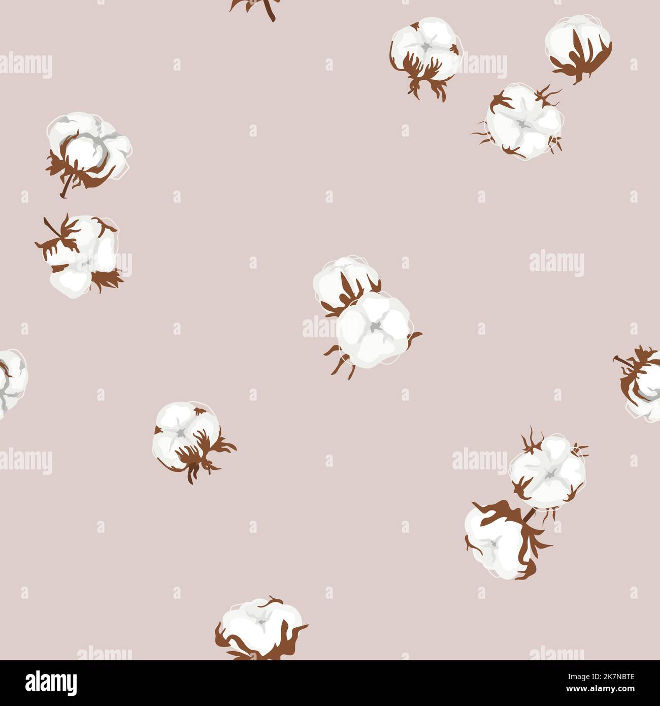 White cotton Balls seamless pattern. Cozy floral pattern for packaging ...