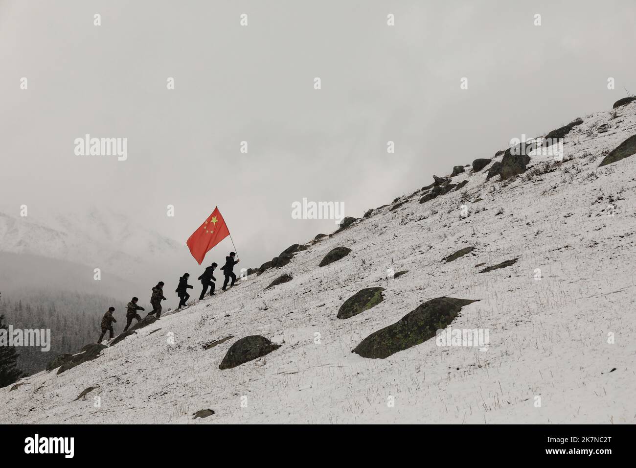 ALTAY, CHINA - OCTOBER 18, 2022 - Chinese police and border guards ...