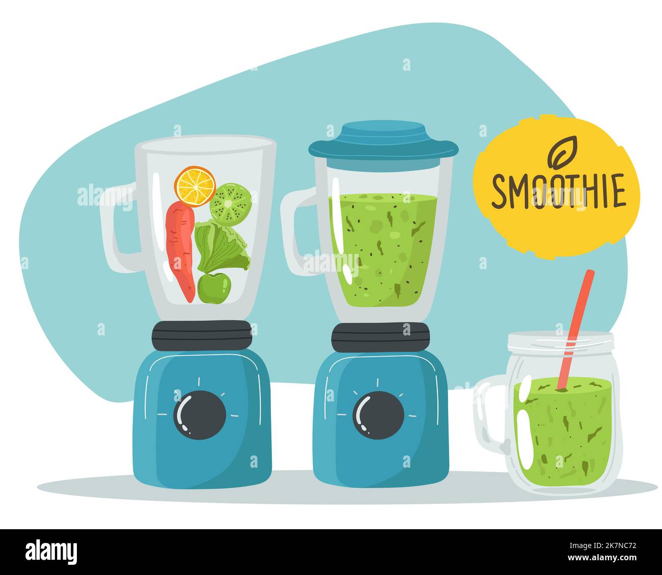 Smoothie in blender or mixer. Shaking, mixing detox healthy fruit juice ...