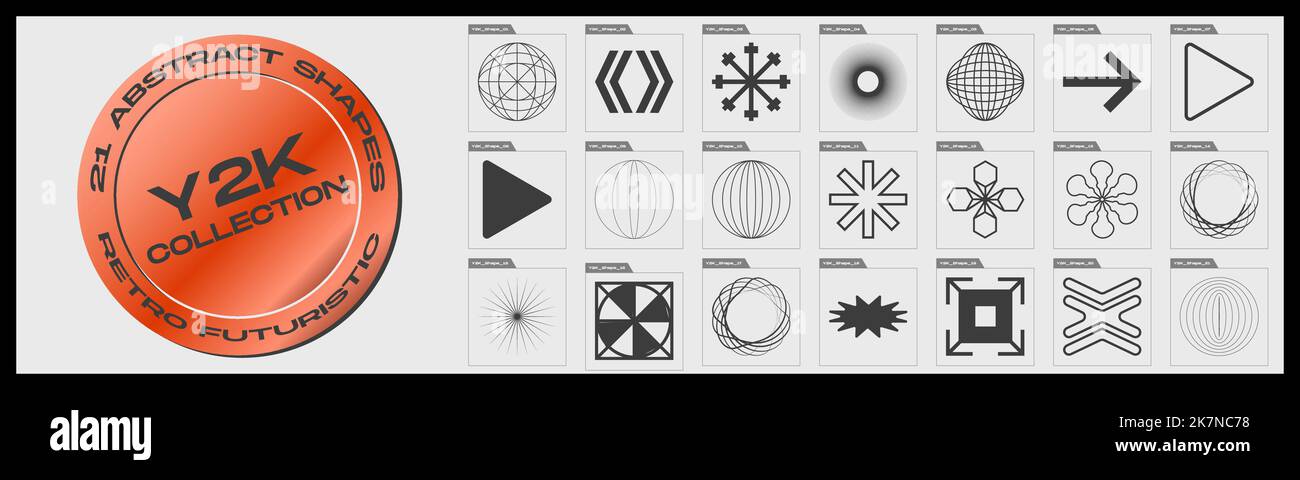 Vector set of Y2K. Minimalist geometric elements. Abstract bauhaus forms Stock Vector Image ...