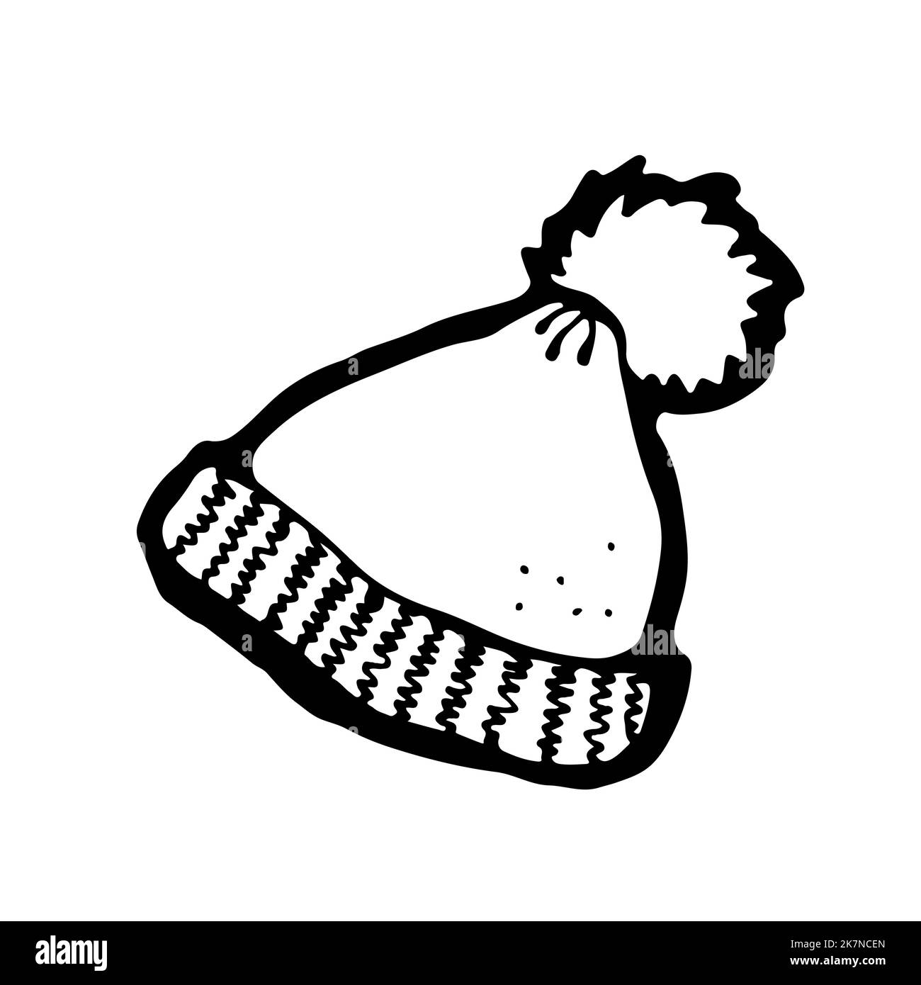 Winter hat vector illustration, hand drawn cartoon sketch isolated on a ...