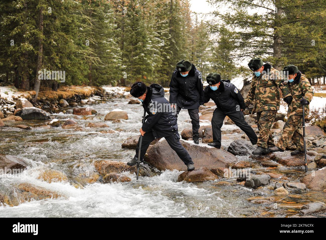 ALTAY, CHINA - OCTOBER 18, 2022 - Chinese police and border guards ...