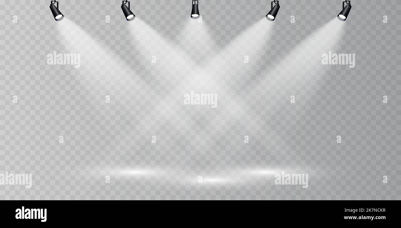 Stage lighting, on a transparent background. Bright lighting with ...